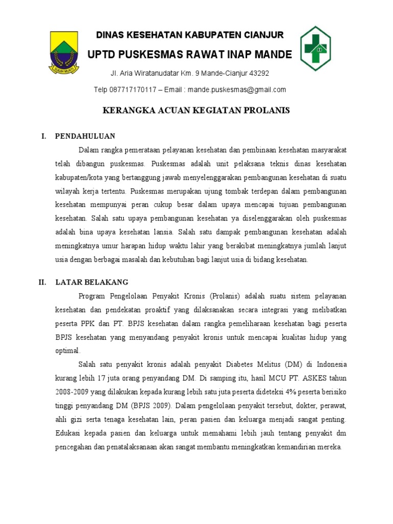 Kerangka Acuan Prolanis | PDF