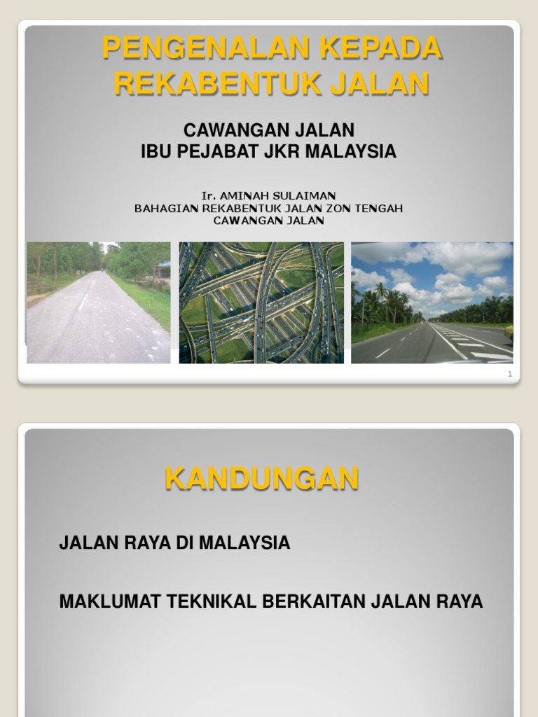 1.1 Pengenalan Rekabentuk Jalan - Mac2018.Ppt (Autosaved) | PDF
