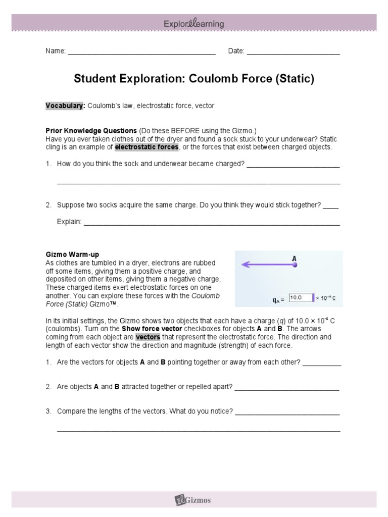 Coulombforce - Explorelearninglab | PDF | Force | Electrostatics