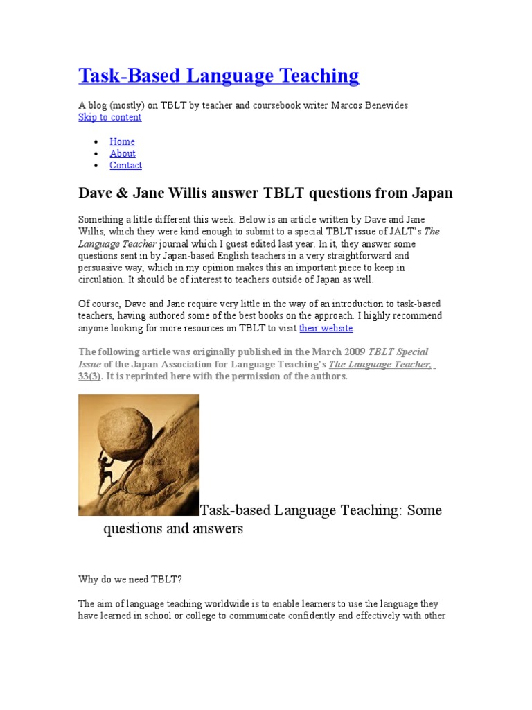 Task-Based Language Teaching | PDF | Language Education | Second ...