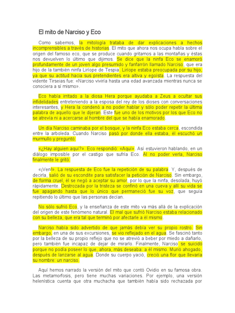 El Mito de Narciso y Eco | PDF