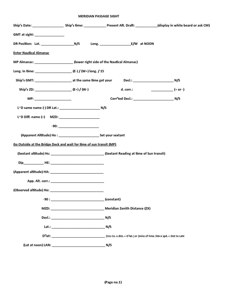 Meridian Passage Sight | PDF | Latitude | Metrology