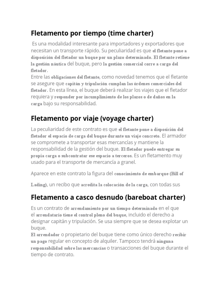 Contrato de Fletamento | PDF | Transporte de mercancías | Comercio