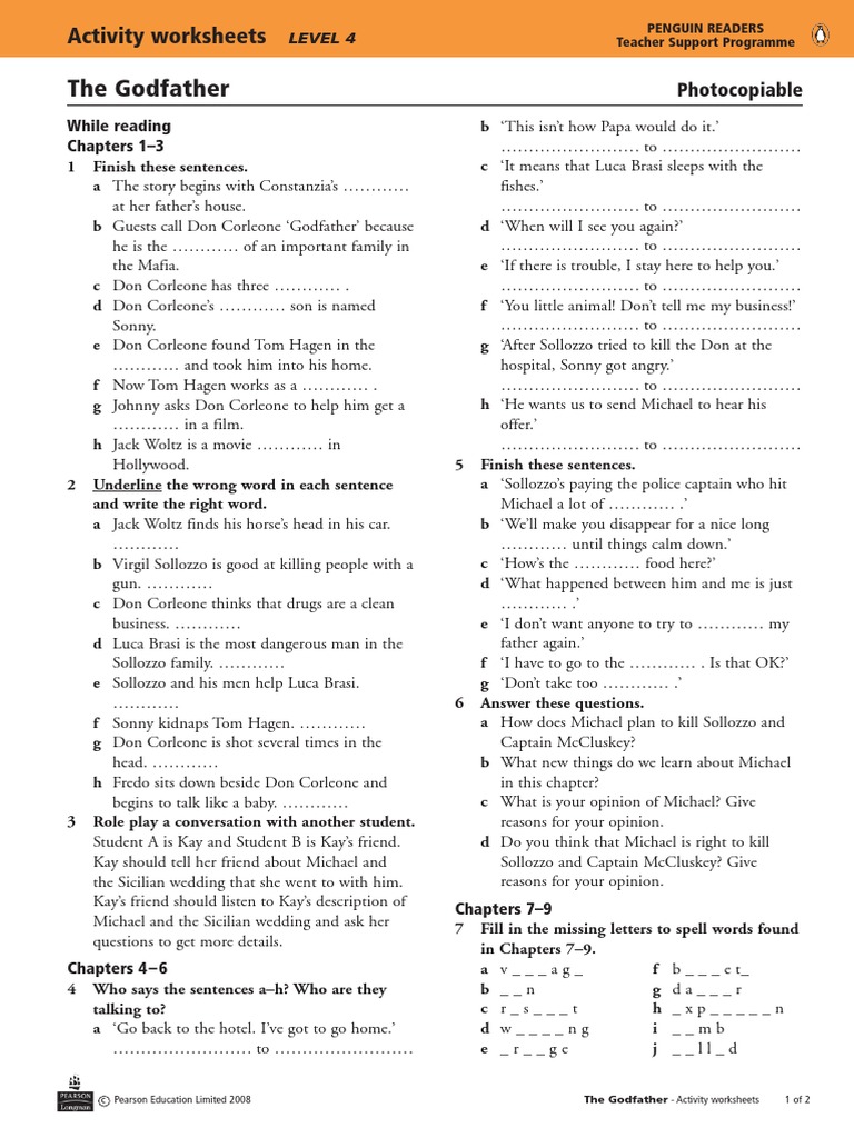 The Godfather: Activity Worksheets | PDF