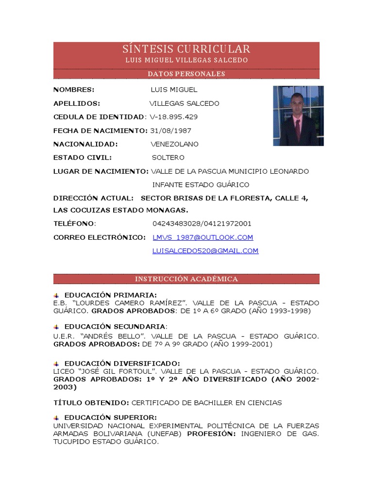 Curriculum Luis Villegas Actualizado | PDF | Venezuela