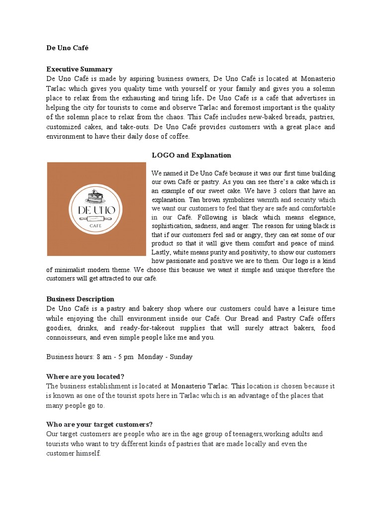 De Uno Café (Math Performance Task) | PDF | Cakes | Coffeehouse