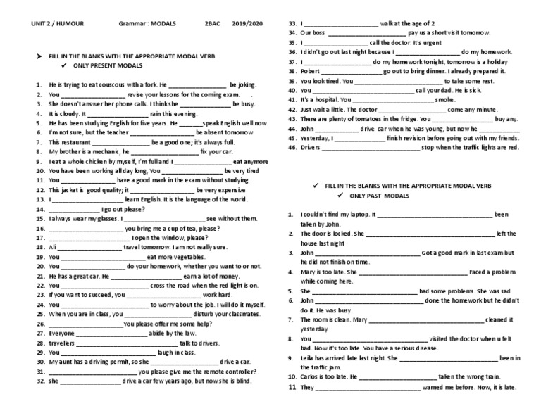 5 GRAMMAR Modals EXERCISES | PDF