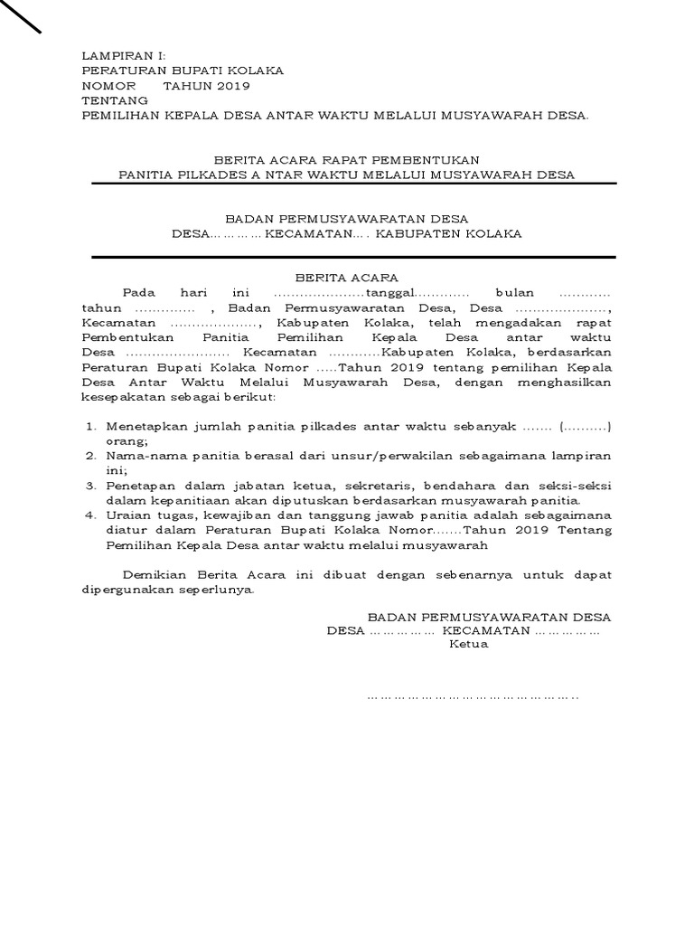Peraturan Pemilihan Kepala Desa Antar Waktu | PDF