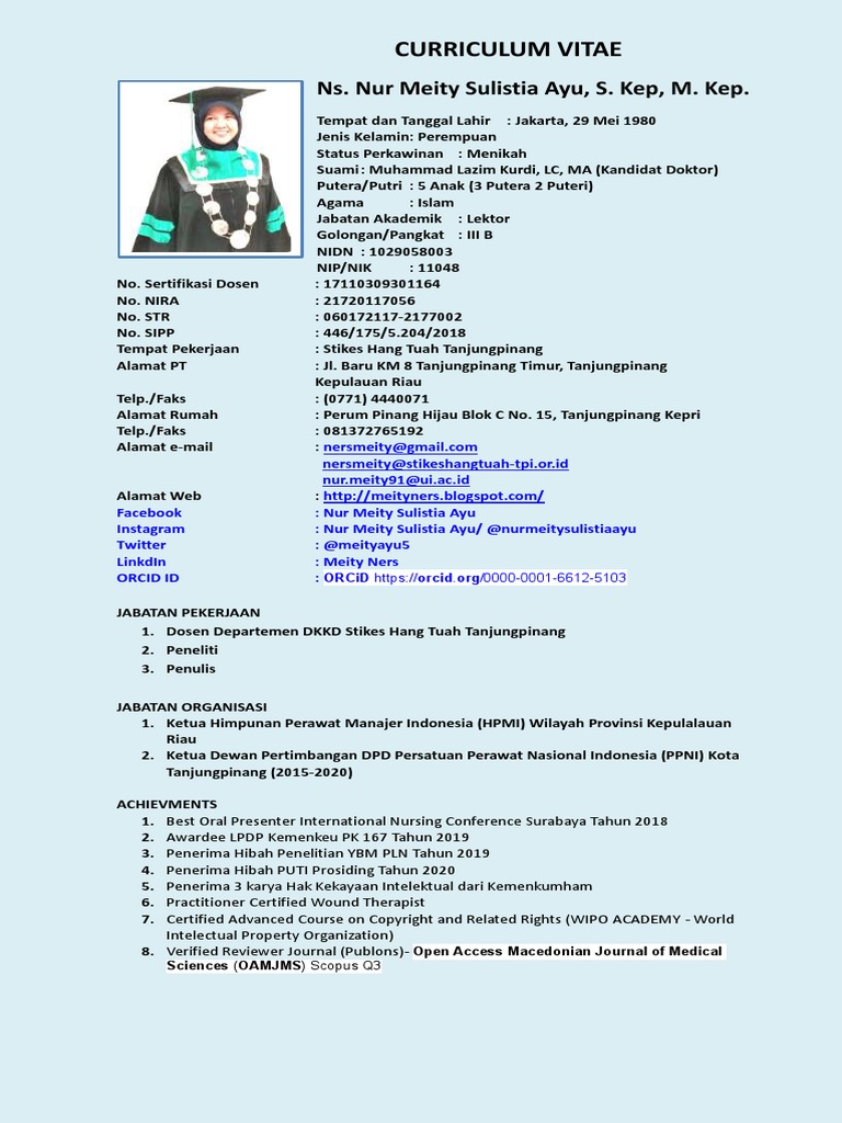 CV Nur Meity Sulistia Ayu | PDF | Health Care | Health Sciences