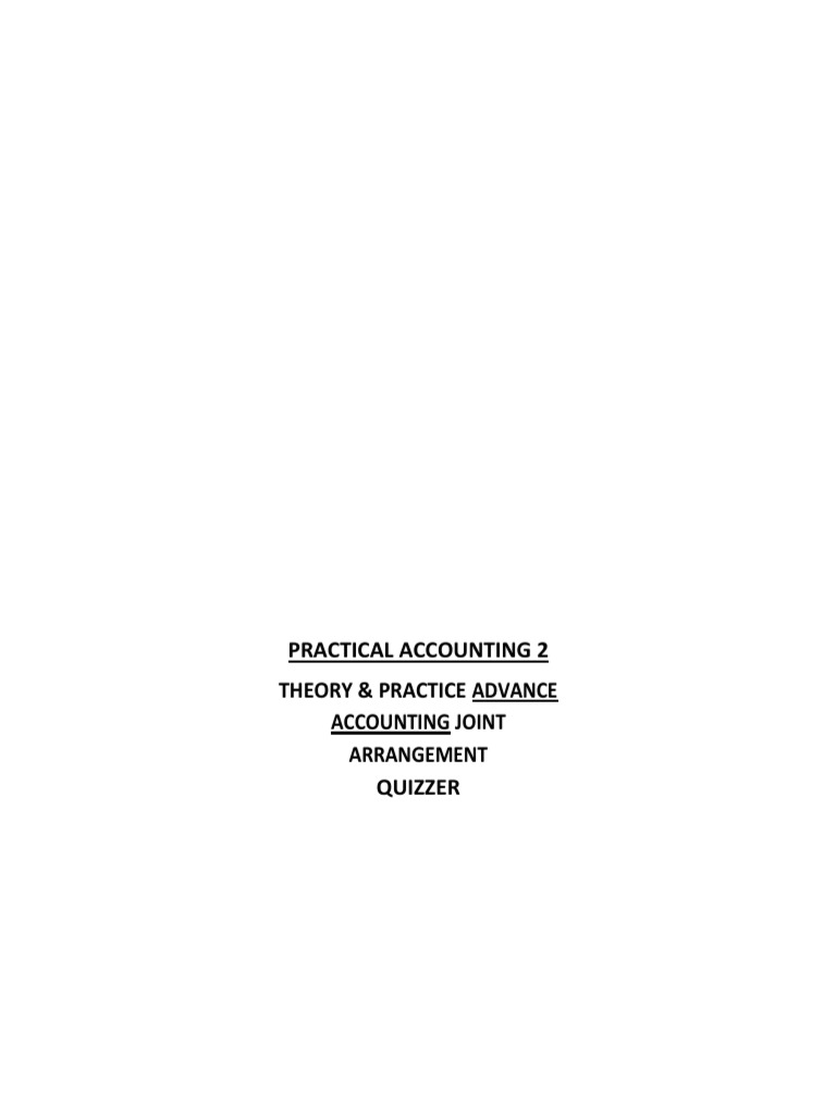 Practical Accounting 2 Joint Arrangement | PDF | Debits And Credits ...