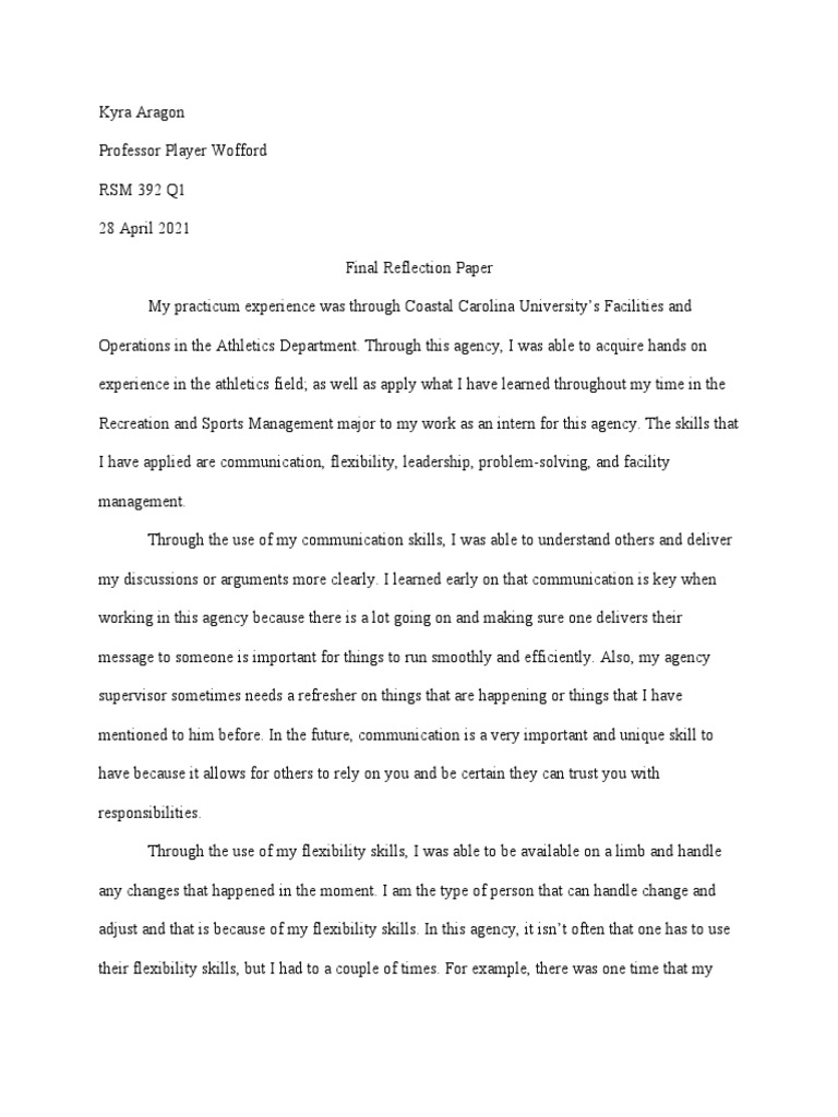 Aragon Kyra RSM 392 Final Reflection Paper | Download Free PDF ...