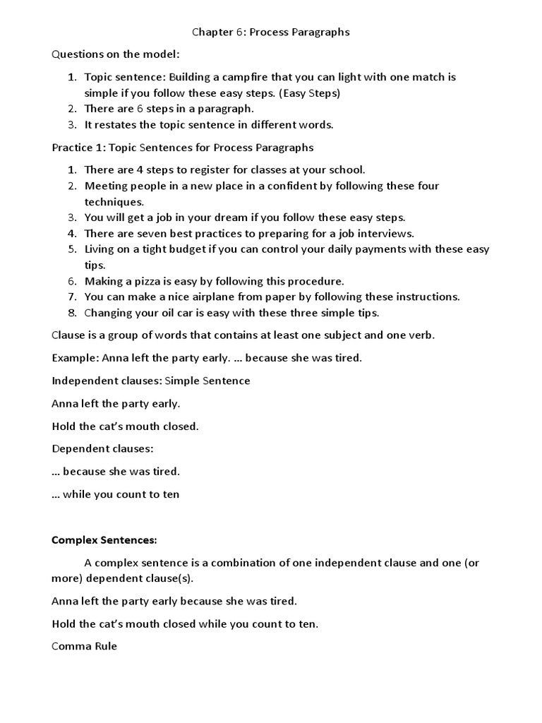 Chapter 6 Process Paragraphs | PDF