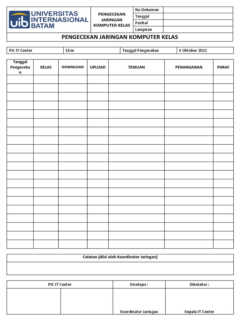 Form Pengecekan Jaringan Komputer | PDF