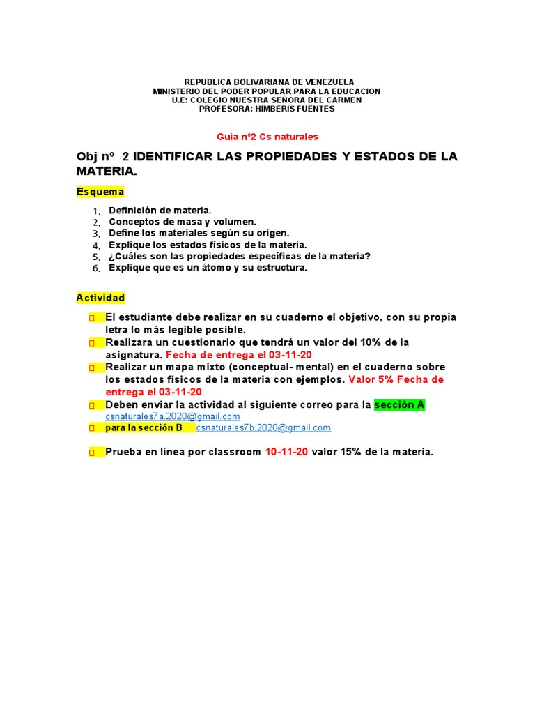 Propiedades de La Materia 1er Año | PDF | Importar | Química
