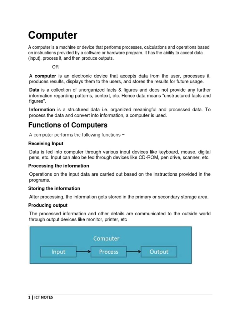 Ict Notes | PDF | Computer Data Storage | Random Access Memory
