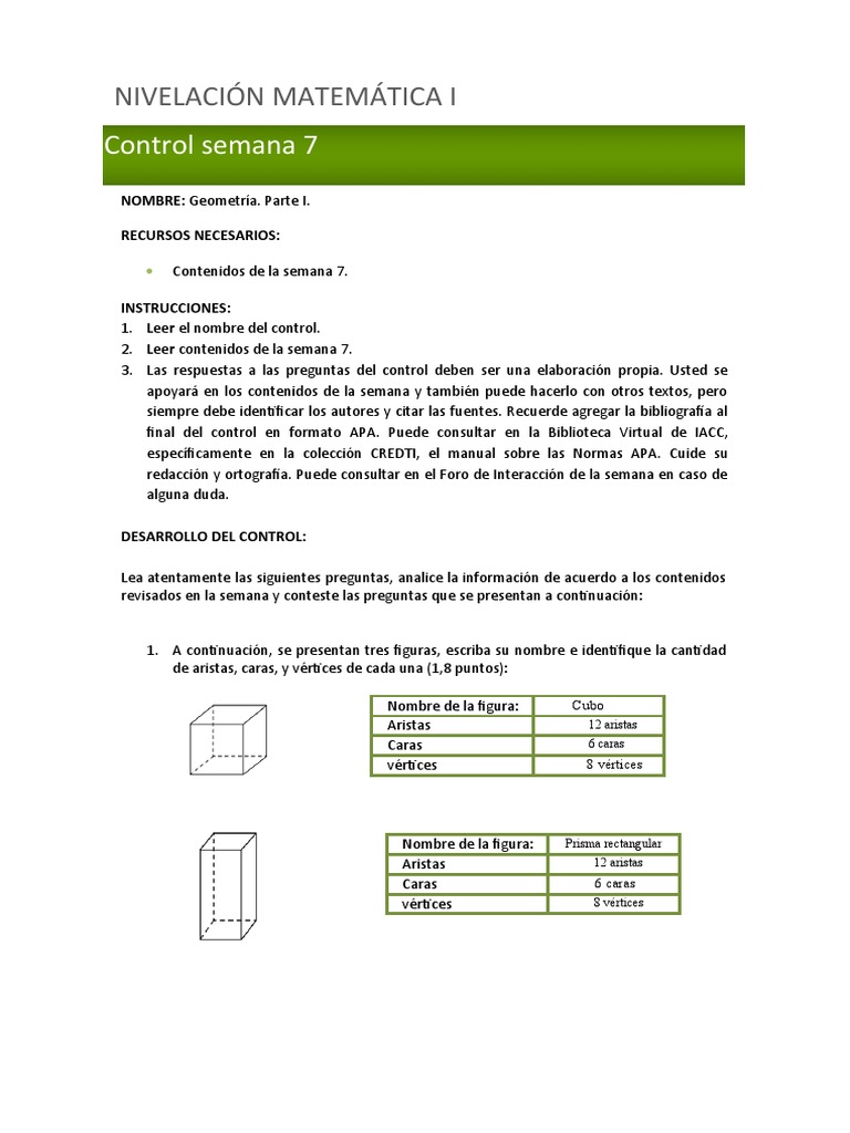 Control Semana 7 | PDF | Geometría Convexa | Formas geométricas