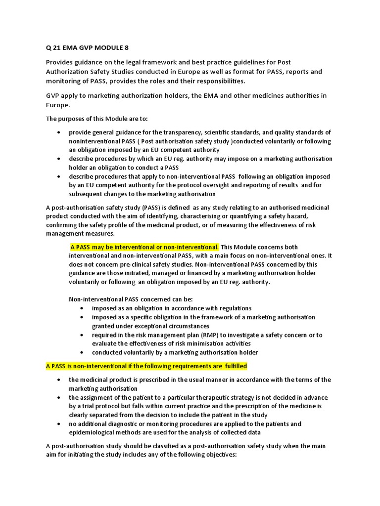 Ema - GVP - Pass - Module 8 | PDF | Risk | Clinical Medicine