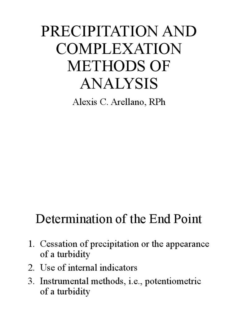 Precipitation and Complexation Methods of Analysis | PDF | Chemistry | Titration
