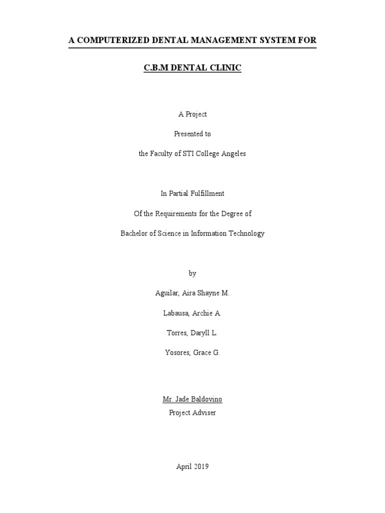 A Computerized Dental Management System For CBM Dental Clinic | PDF ...