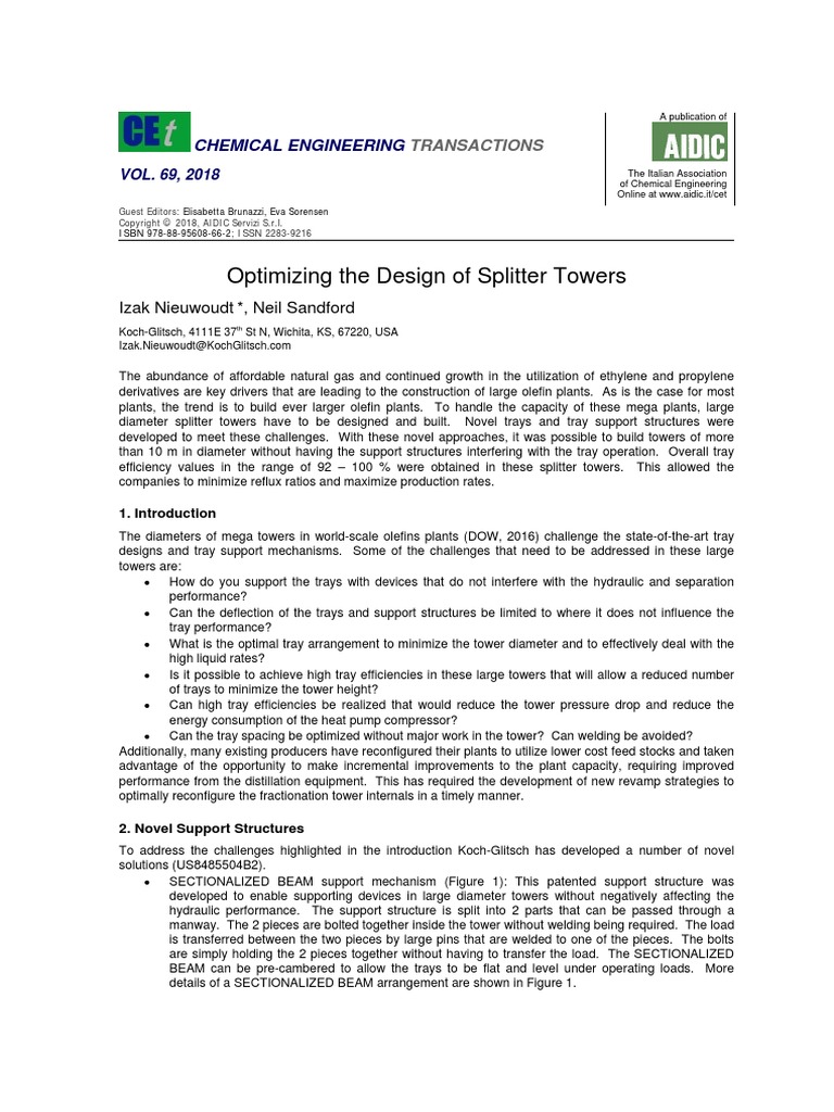 Optimizing The Design of Splitter Towers | PDF | Pump | Distillation
