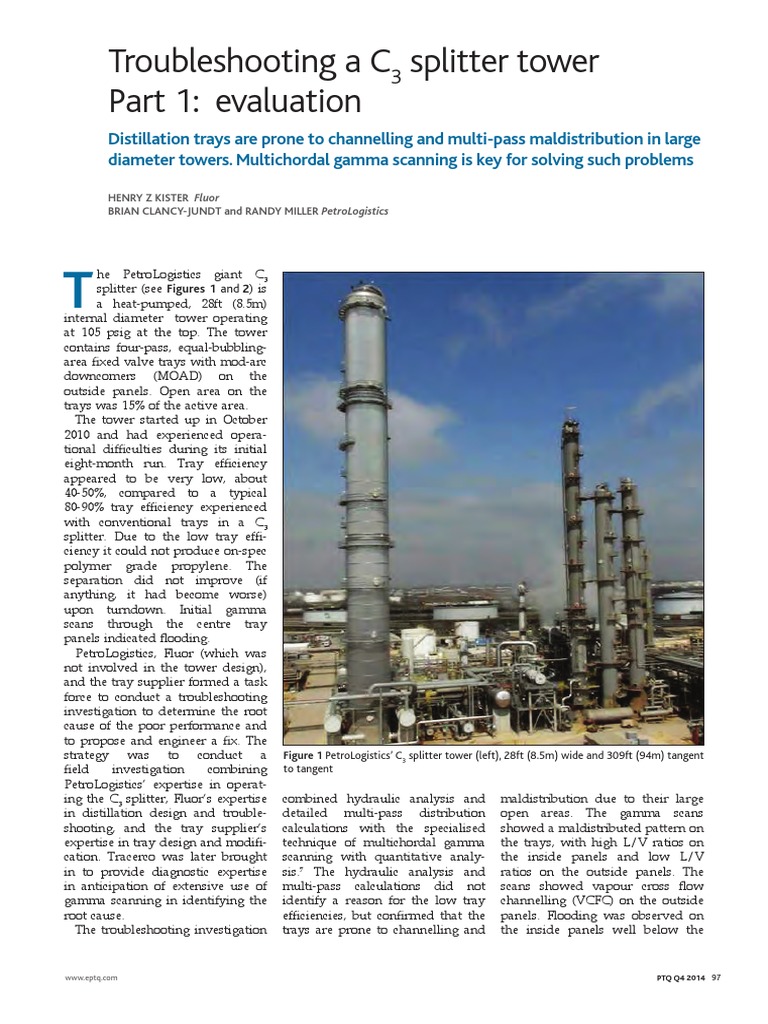 Troubleshooting A C3 Splitter Tower Part 1 Evaluation | PDF | Pressure ...