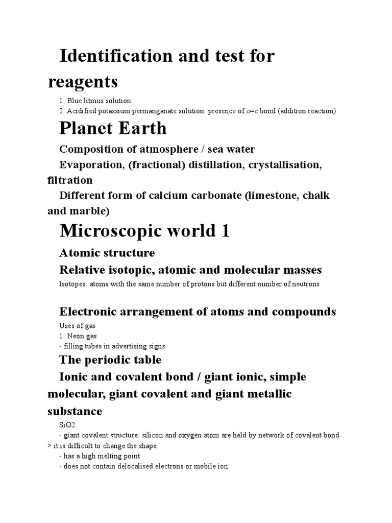 Identification and Test For Reagents Planet Earth: Atomic Structure ...