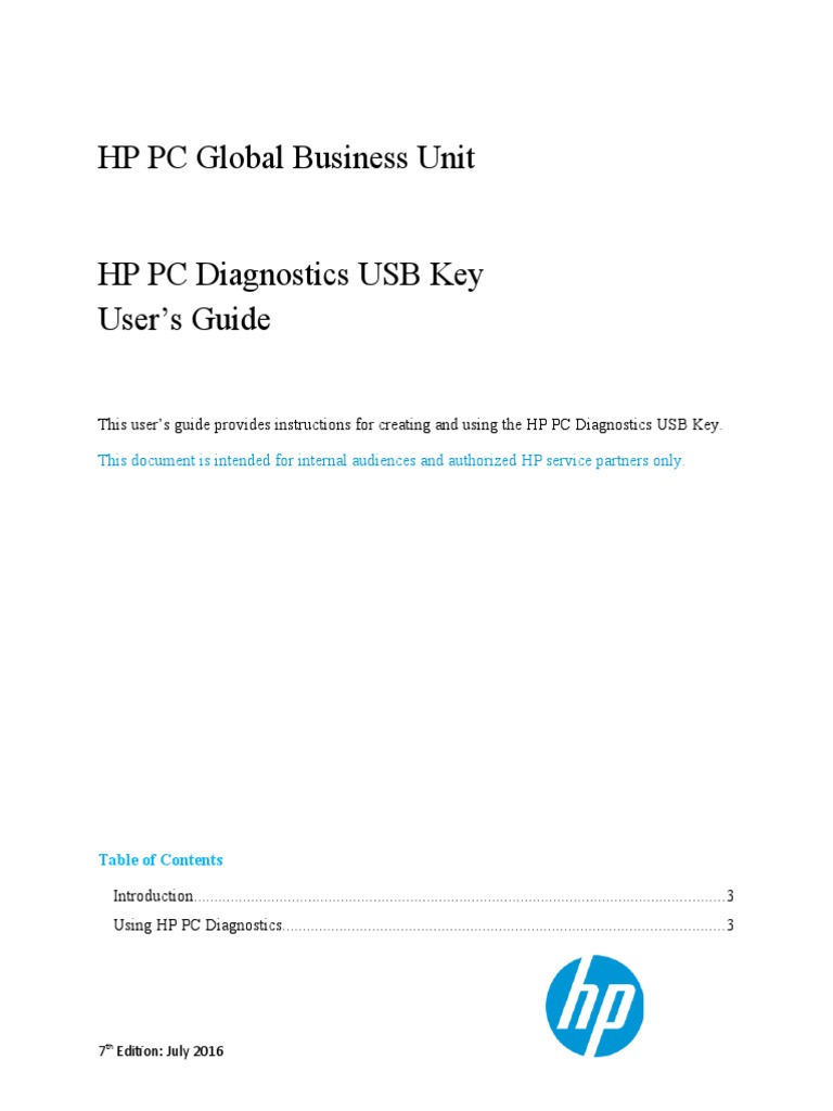 HP PC Diagnostics USB Key User Guide - Rev 7 (Jul 2016 Release ...