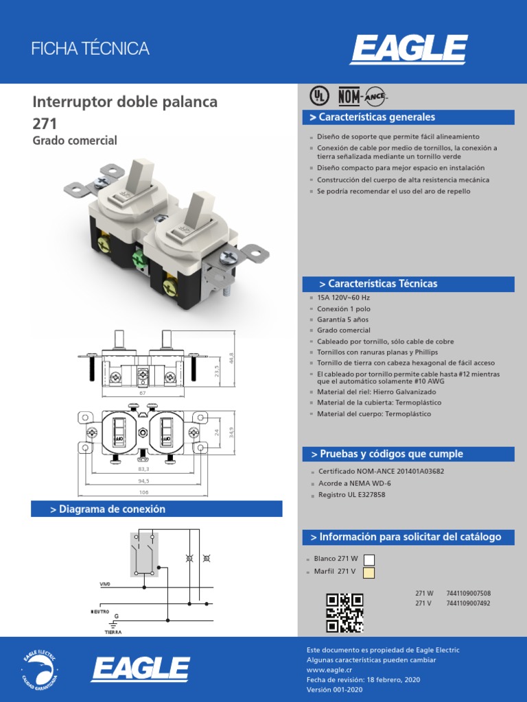 Interruptor Doble Palanca 15A 120V | PDF | Tornillo | Bienes manufacturados