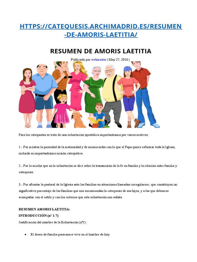 Resumen de Amoris Laetitia | PDF | Amor | Familia