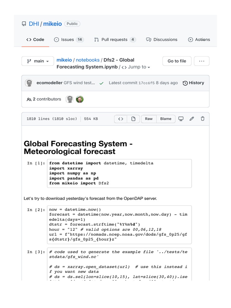Mikeio-Dfs2 - Global Forecasting System - Ipynb at Main DHI-mikeio GitHub | PDF | Physical ...