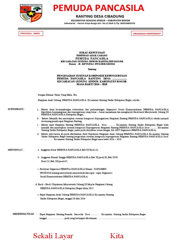 Conth SK Ranting Pemuda Pancasila | PDF