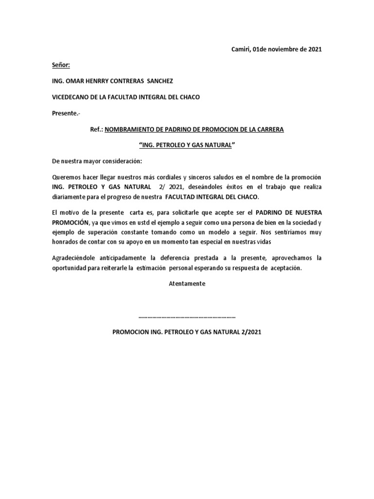 Carta de Promocion | PDF