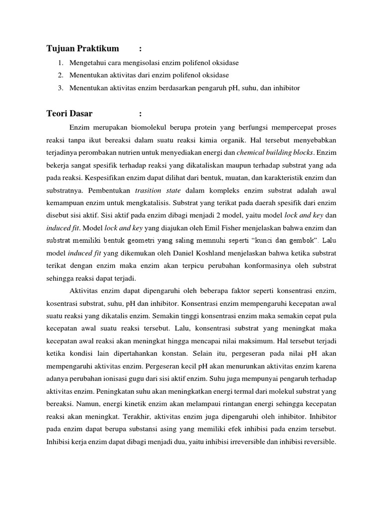 Jurnal Enzim - Praktikum Biokimia | PDF