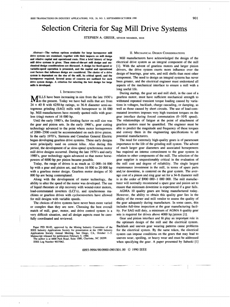 SAG Drive Selection | Download Free PDF | Electric Motor | Mill (Grinding)
