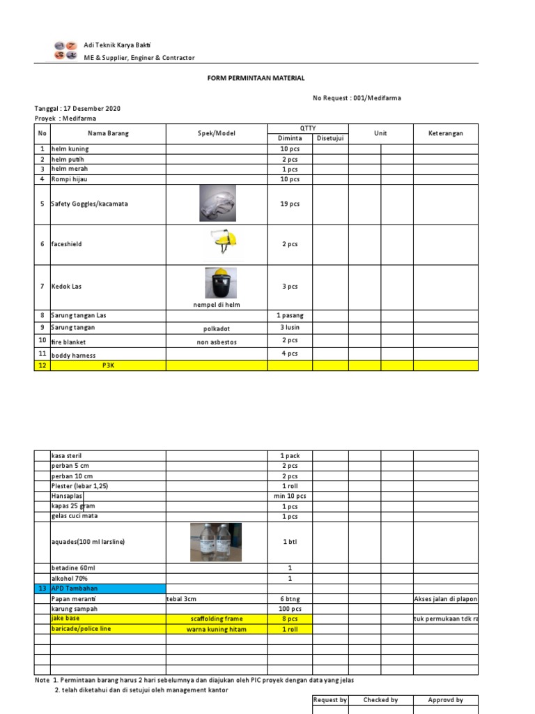 Form Permintaan Barang | PDF