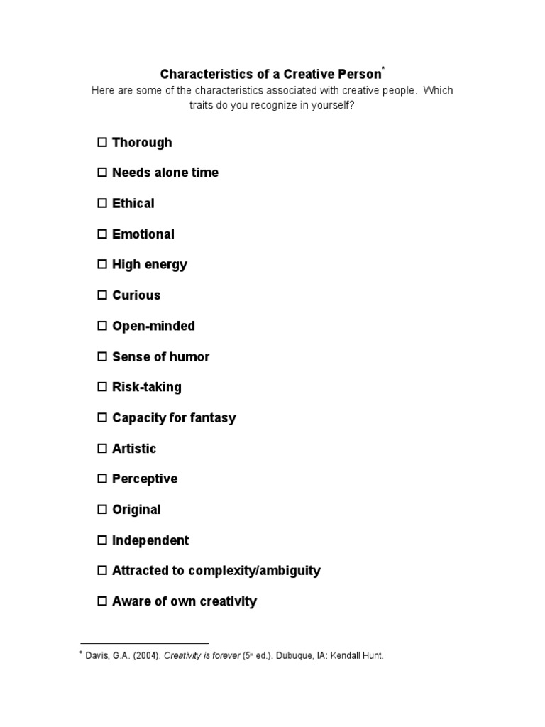 Characteristics of A Creative Person | PDF