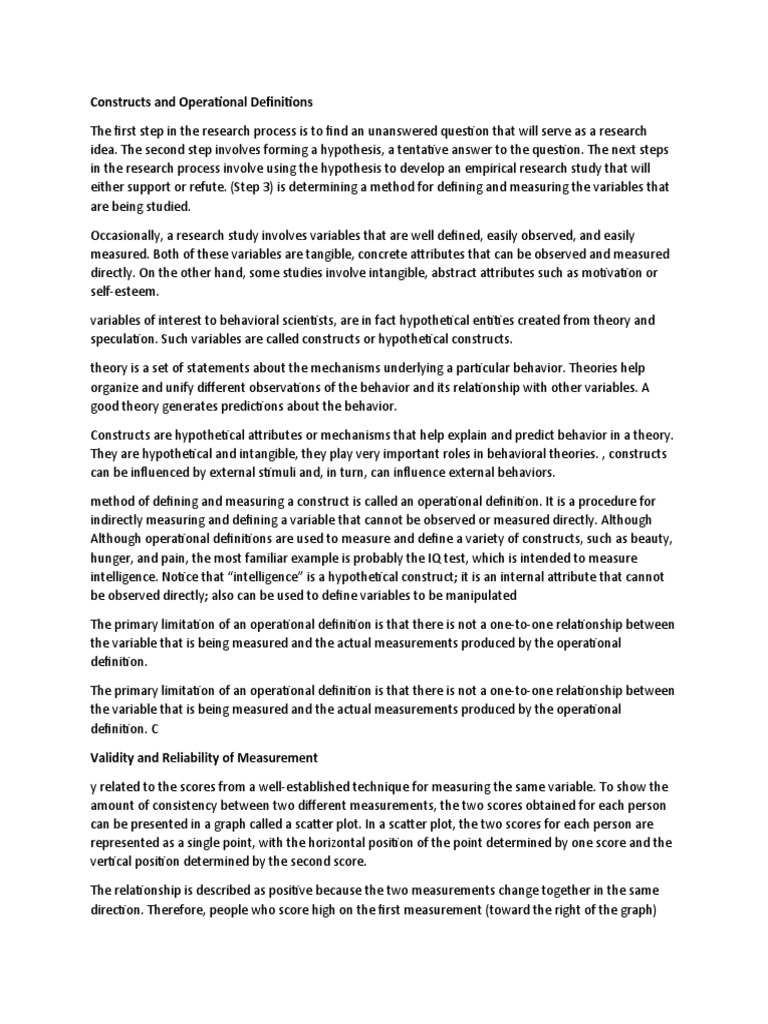 Constructs and Operational Definitions in Research | PDF | Validity ...