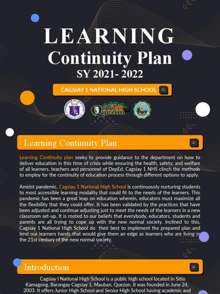 Learning: Continuity Plan | PDF | Learning | Educational Stages