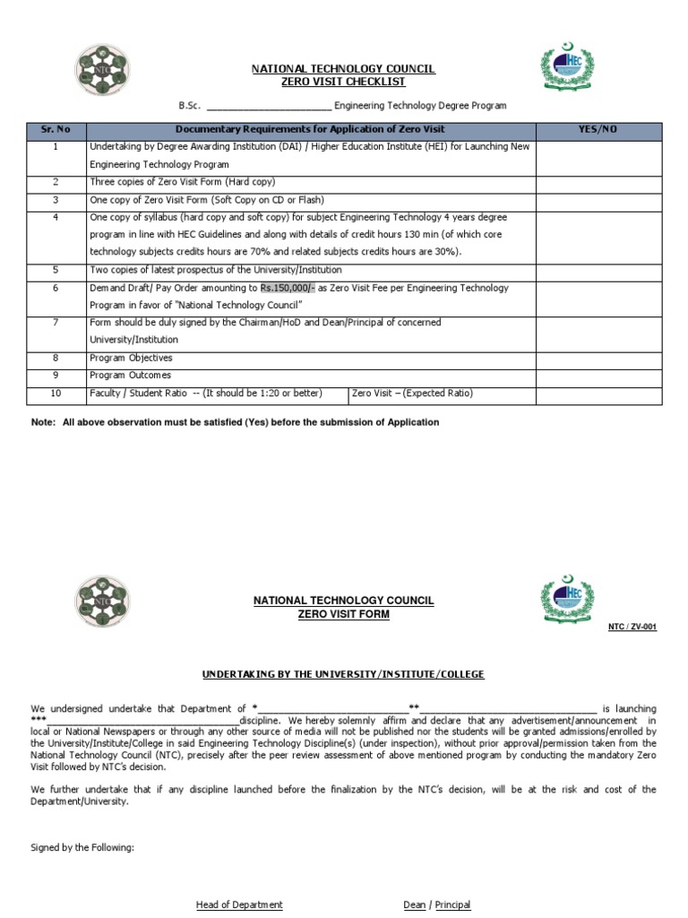 NTC Zero Visit Form NTC ZV-001 B | PDF | Course Credit | Curriculum