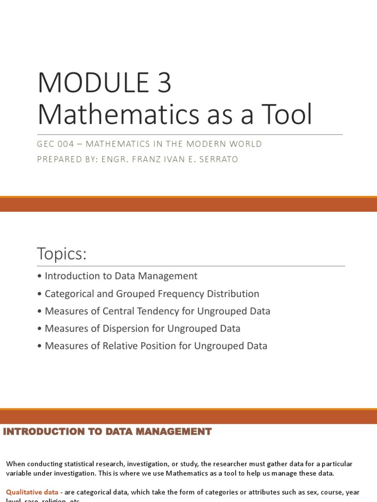 MMW - Module 3-1 | PDF | Level Of Measurement | Measurement