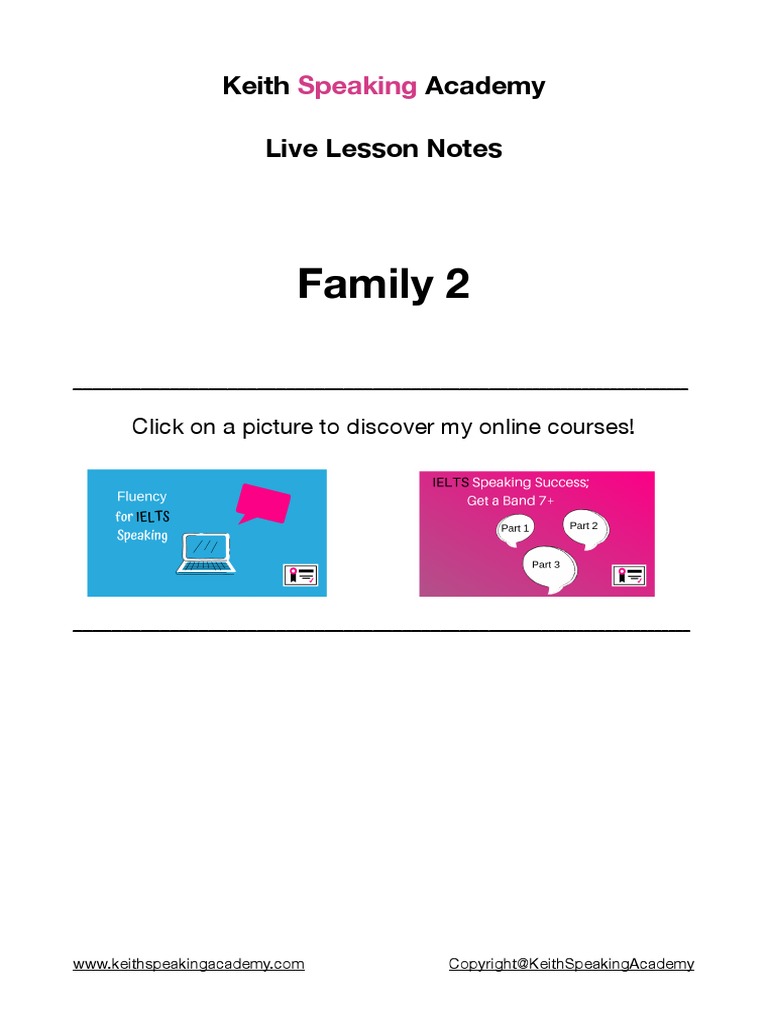 Family Part 2 Lesson Notes | PDF | Family | Linguistics