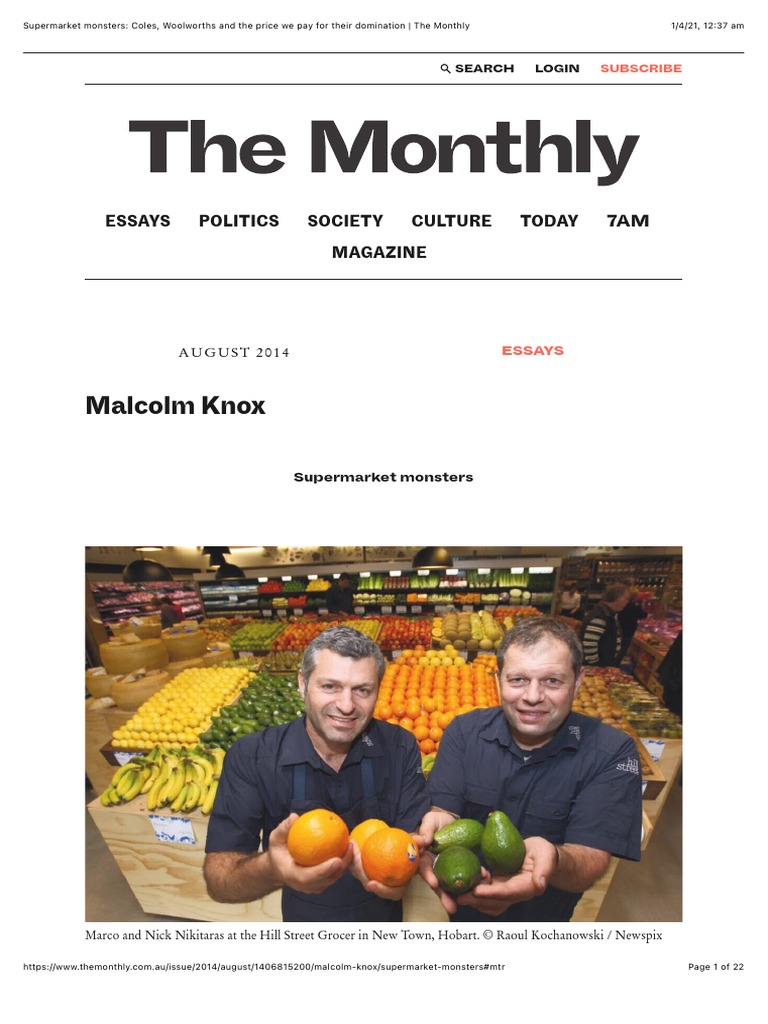 Supermarket Monsters: Coles, Woolworths and The Price We Pay For Their ...