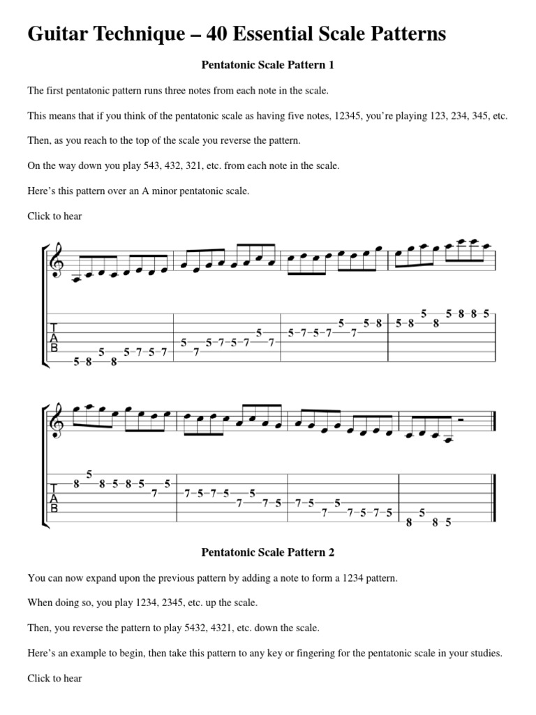 40 Essential Scale Patterns and Exercises PDF Free | PDF | Scale (Music ...