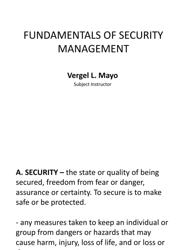 Fundamentals of Security Management | PDF | Business | Social Science