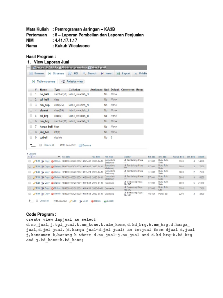 Laporan Pembelian dan Penjualan Excel | PDF | Microsoft Excel | Computing