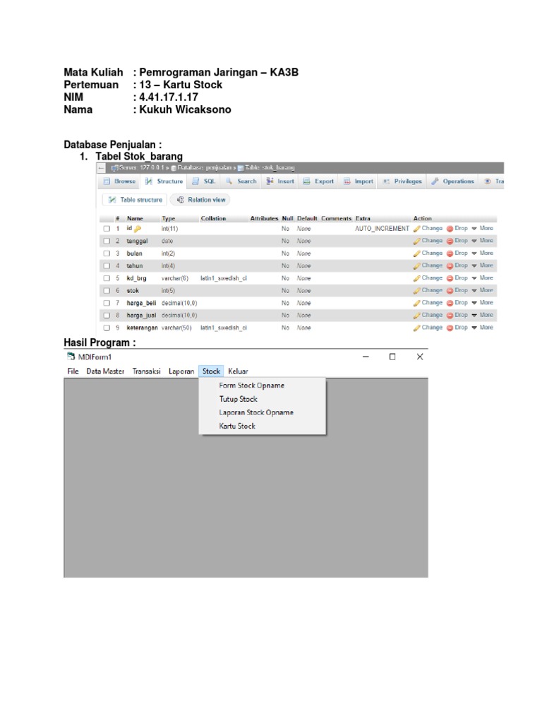 Dokumentasi - Kartu Stok | PDF | Boolean Data Type | Data Management