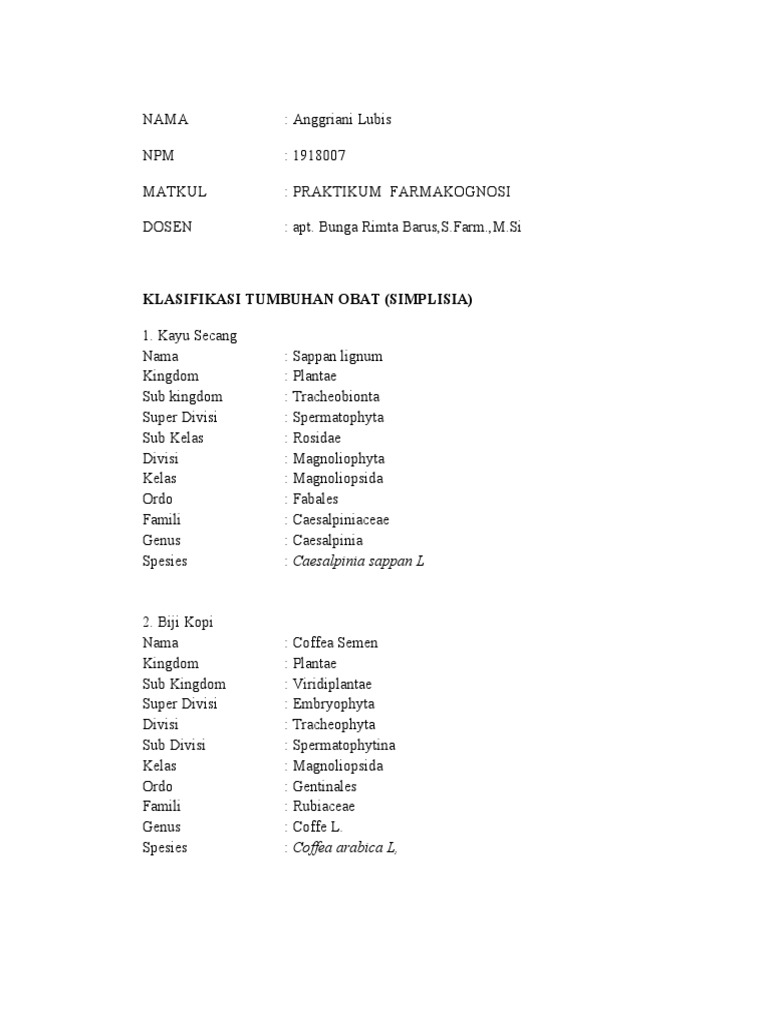 Klasifikasi Simplisia | PDF
