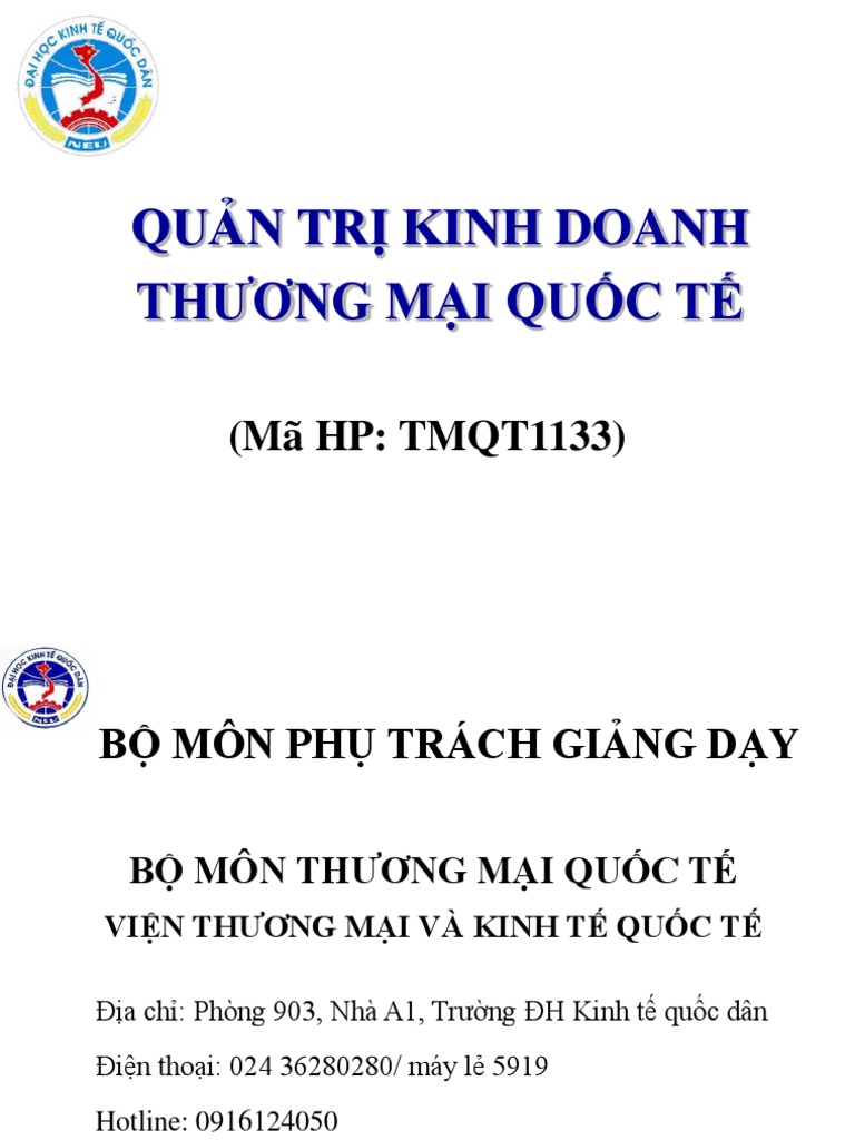 Bộ Slide Bài Giảng Qtkd Tmqt. 3tc | PDF