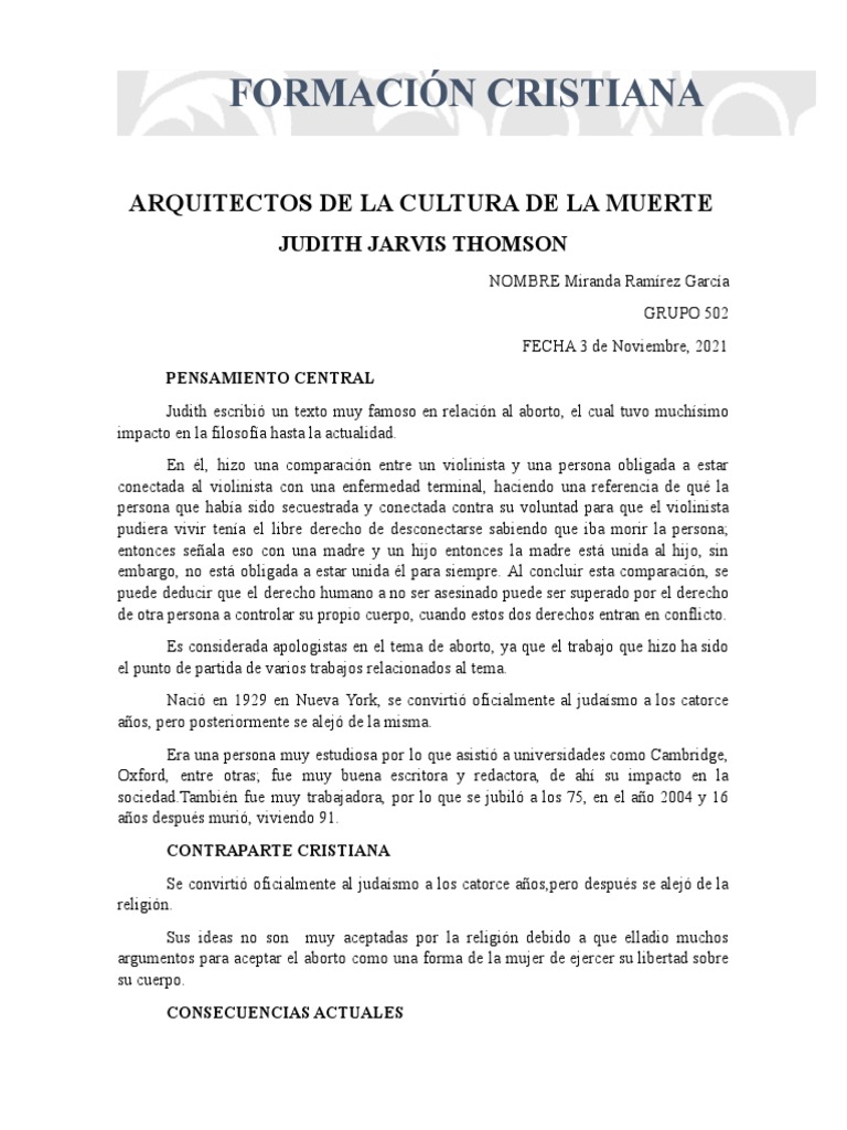 Judith Jarvis Thomson | PDF | Teorías filosóficas