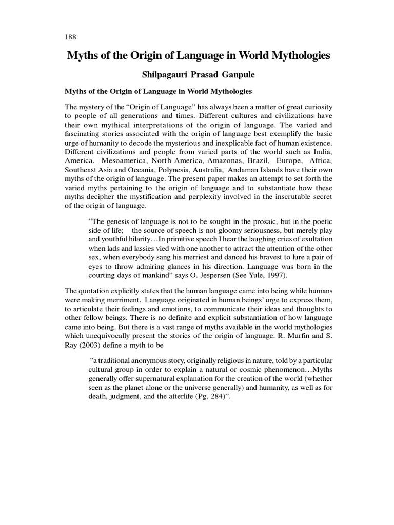 Myths of The Origin of Language in World Mythologies | PDF | Chakra ...